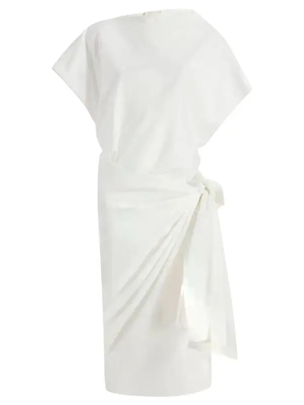 Khaite Fray Draped Dress - White