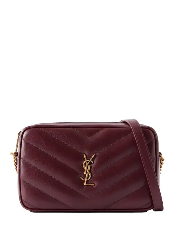 Saint Laurent Loulou Quilted Textured-leather Shoulder Bag - Burgundy