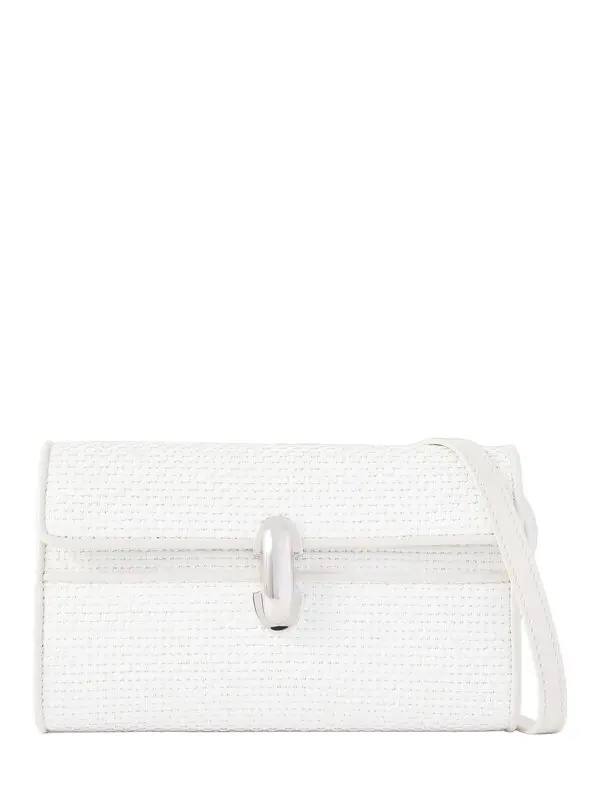Savette Symmetry Leather-trimmed Woven Raffia Shoulder Bag - White