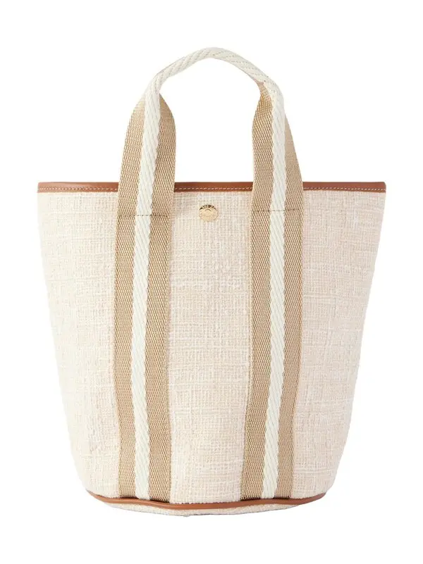 Rue De Verneuil Leather-trimmed Canvas Bucket Bag - Neutrals