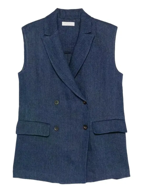 Antonelli Firenze Double-breasted Sleeveless Blazer - Blue