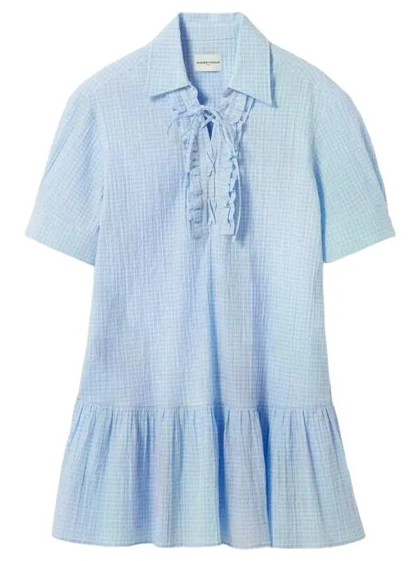 Claudie Pierlot Ruffled Mini Shirt Dress - Blue