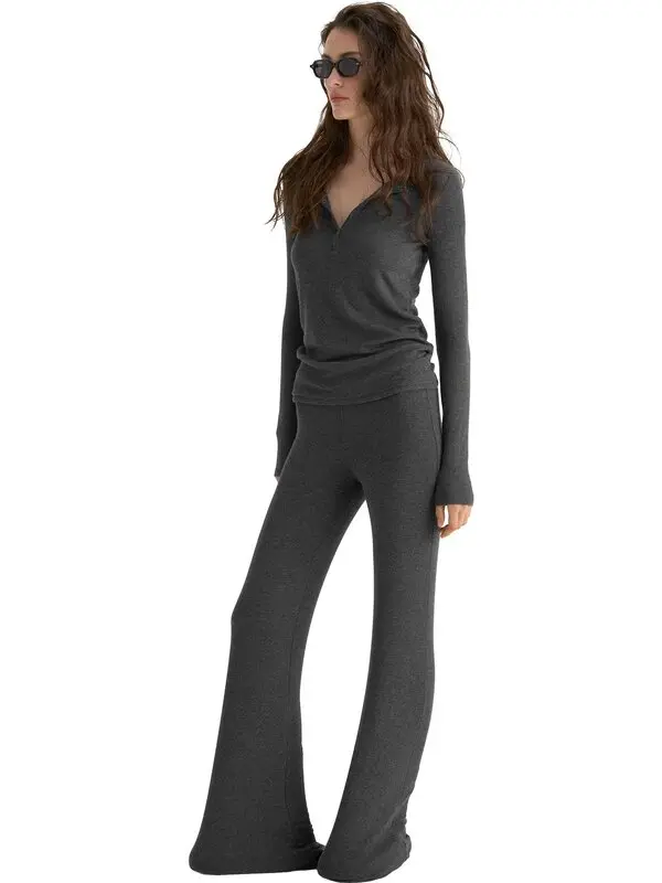 ATM Anthony Thomas Melillo Modal Rib Flare Pant - Heathere Coal