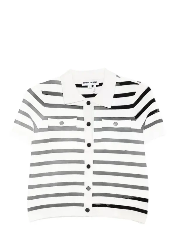 Dkny Striped Shirt With Pockets - White
