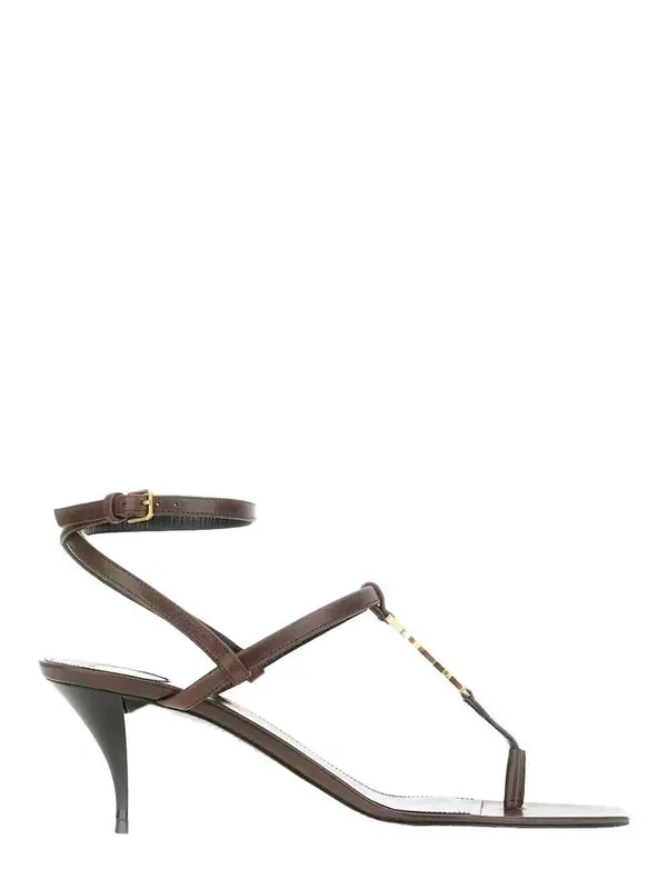 Saint Laurent Heeled Sandals With Logo Detail - Brown