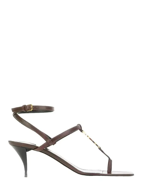 Saint Laurent Heeled Sandals With Logo Detail - Brown