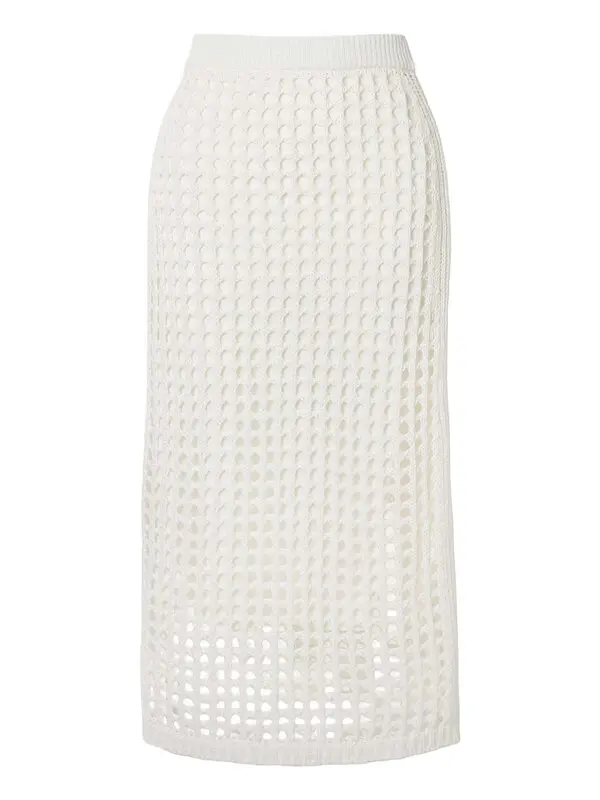 Max Mara Crocheted Cotton Midi Skirt - White