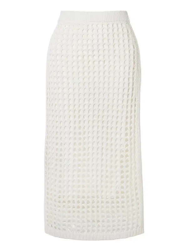 Max Mara Crocheted Cotton Midi Skirt - White