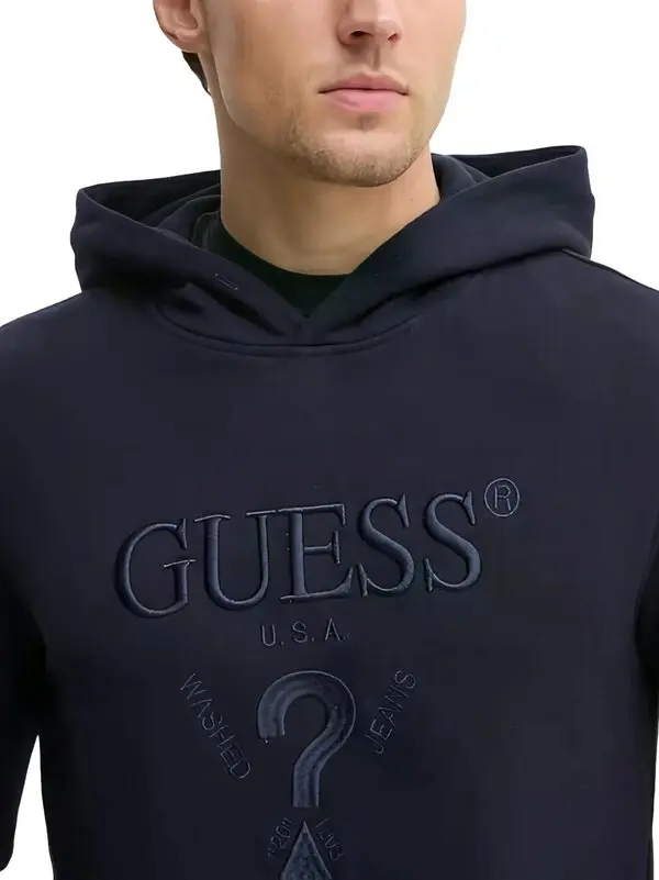 Guess Logo-embroidered Hoodie - Blue