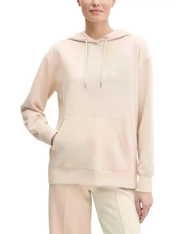 Guess Hooded Pullover With Drawstring - Neutrals