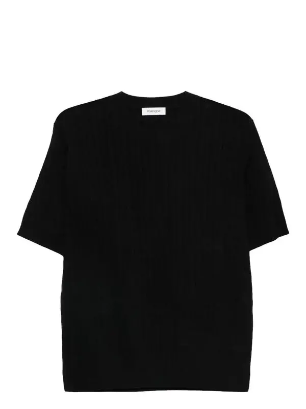KANGRA Crew-neck Cable-knit T-shirt - Black