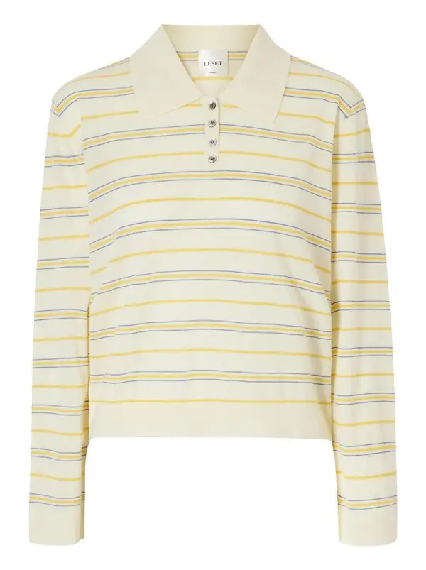 LESET James Striped Merino Wool Polo Shirt - Yellow