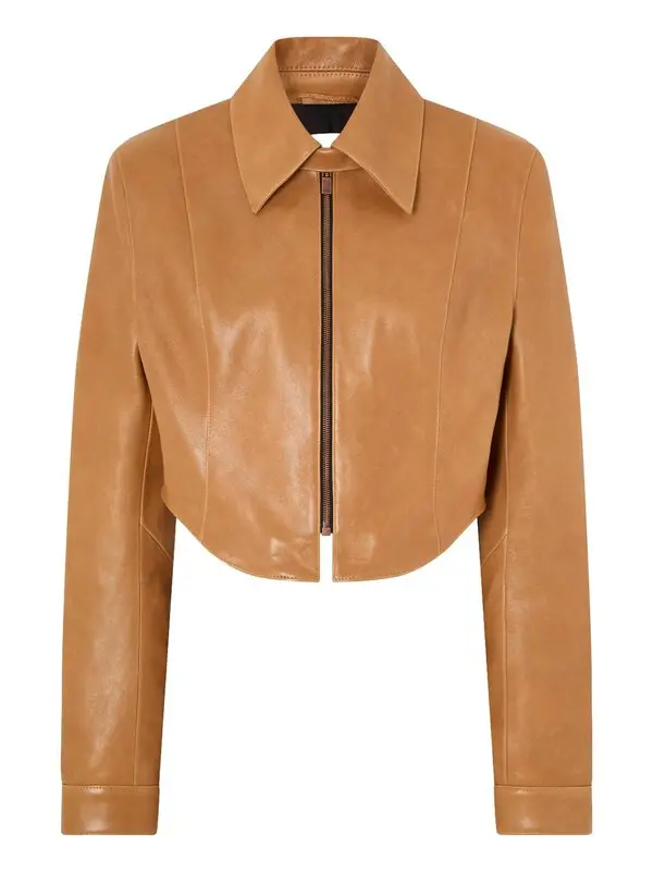 Magda Butrym Cropped Leather Jacket - Brown