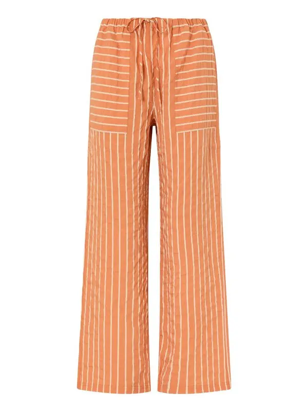 LA LIGNE Striped Tencel-blend Wide-leg Pants - Orange