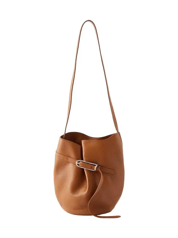 LIFFNER Belted Leather Bucket Bag - Brown