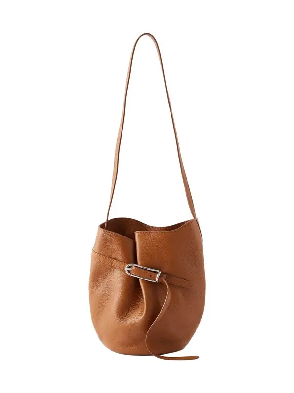 LIFFNER Belted Leather Bucket Bag - Tan