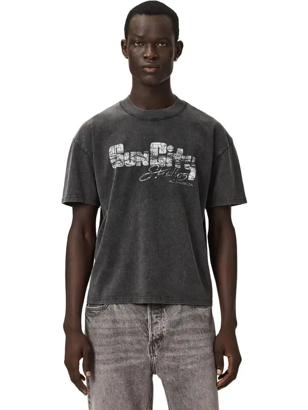 ALLSAINTS Sun City Short Sleeve Boxy Graphic T-shirt - Black