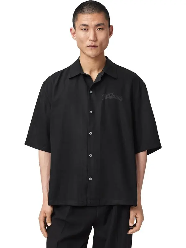 ALLSAINTS Circe Oversized Short Sleeve Shirt - Black
