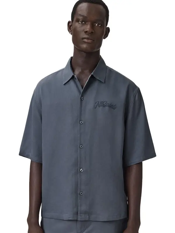 ALLSAINTS Circe Oversized Short Sleeve Shirt - Blue