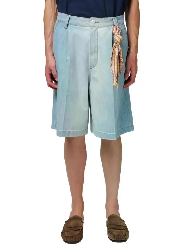 Marni Pleated Wide Leg Shorts - Blue