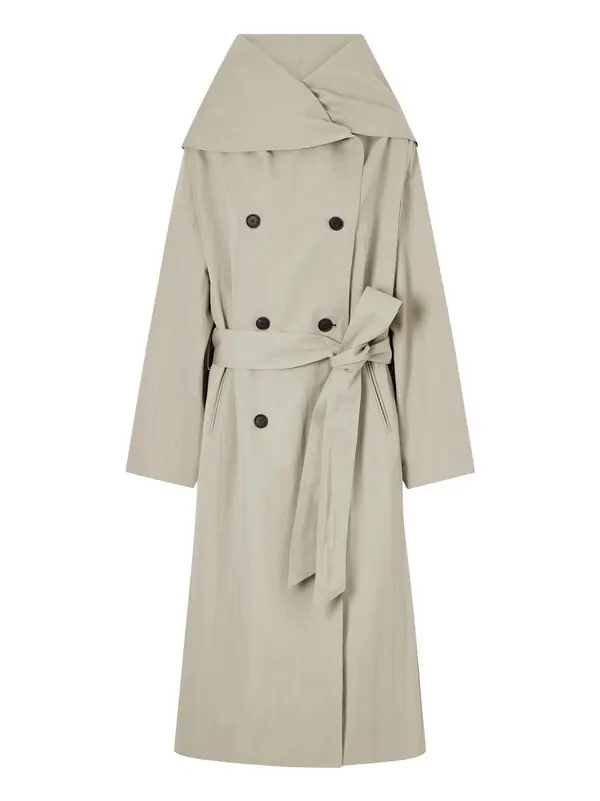 KALLMEYER Dorothy Double-breasted Belted Cotton-blend Trench Coat - Green