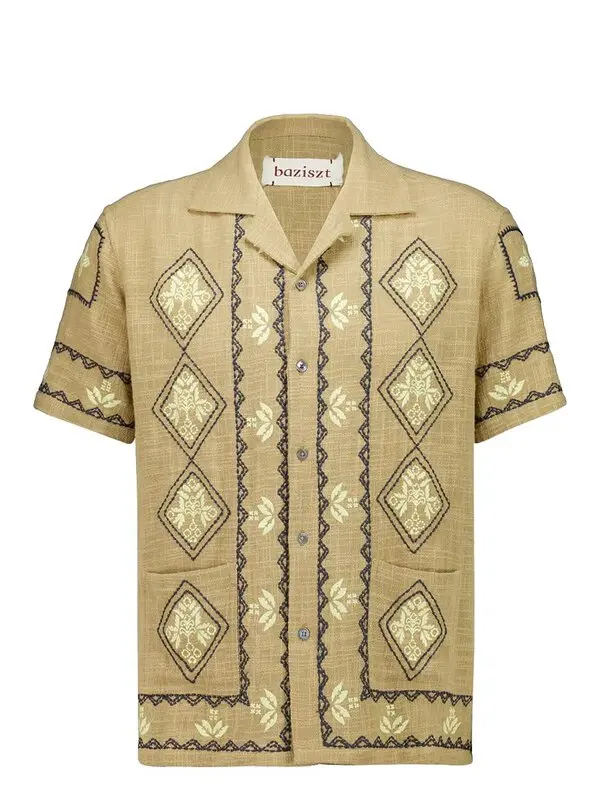 BAZISZT Taupe Mexican Shirt - Beige
