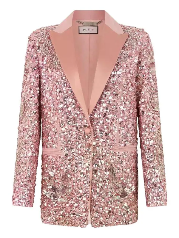 Philipp Plein Sequined Peak Lapel Blazer - Pink