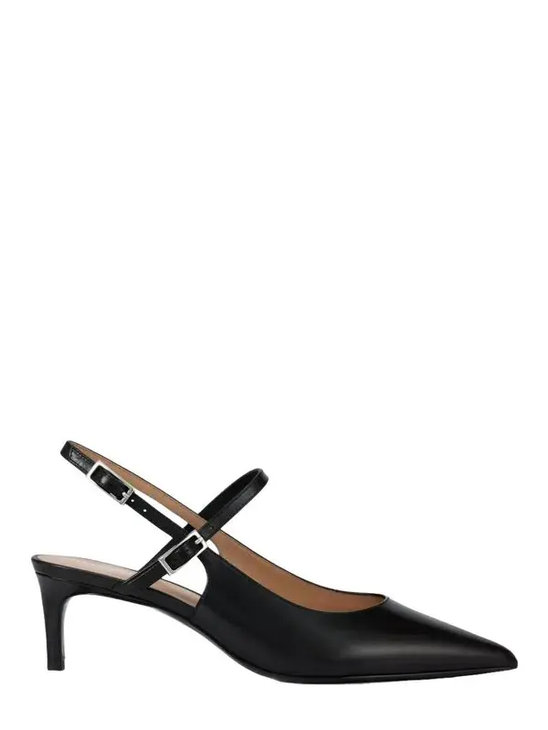 POTAMY Leather Buckle Strap Pumps - Black