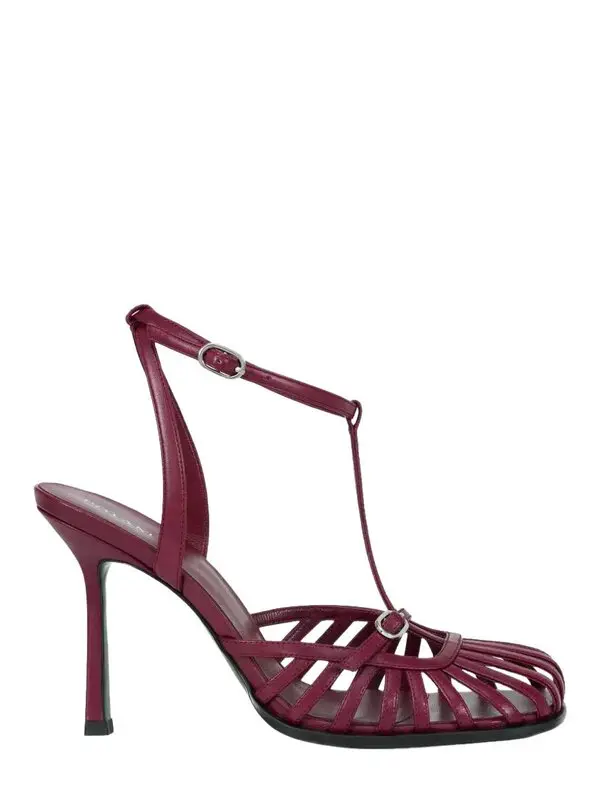 POTAMY Leather Caged T-strap Pumps - Pink
