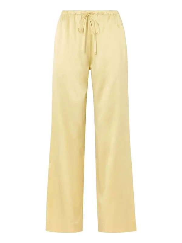 Eterne Silk-blend Satin Wide-leg Pants - Yellow