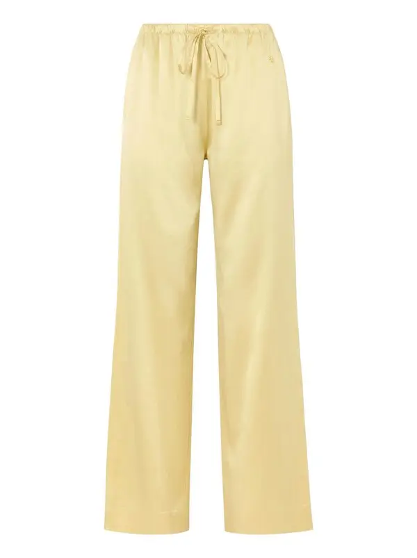 Eterne Silk-blend Satin Wide-leg Pants - Yellow