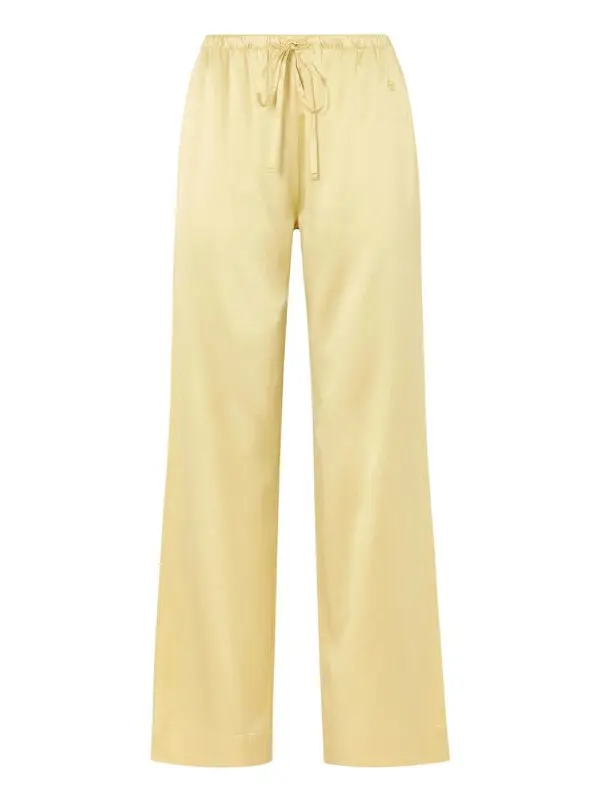 Eterne Silk-blend Satin Wide-leg Pants - Yellow
