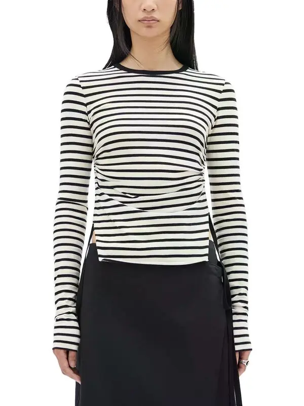 ANN DEMEULEMEESTER Oke Striped Jersey Top - Neutrals