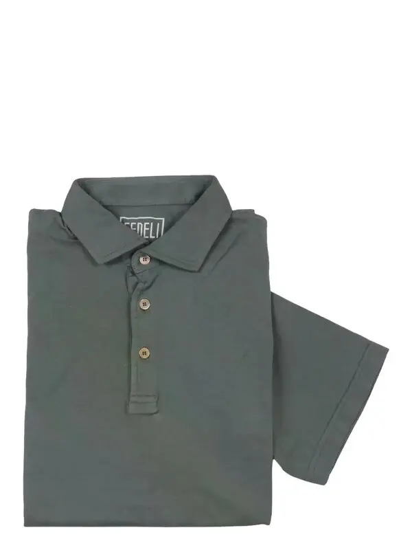 Fedeli Short-sleeved Cotton Polo Shirt - Green