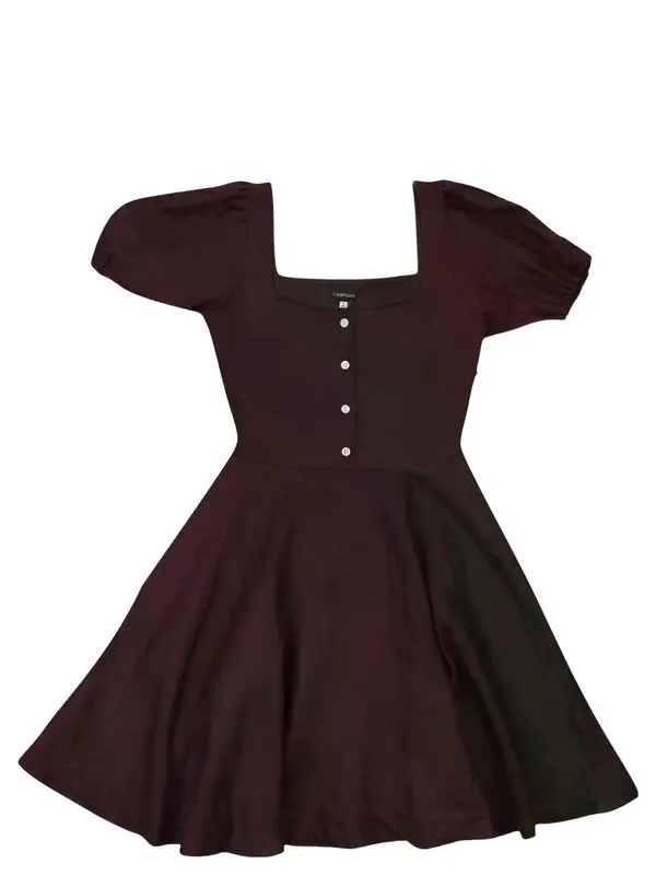 Callipygian Puff-sleeve Mini Dress - Brown