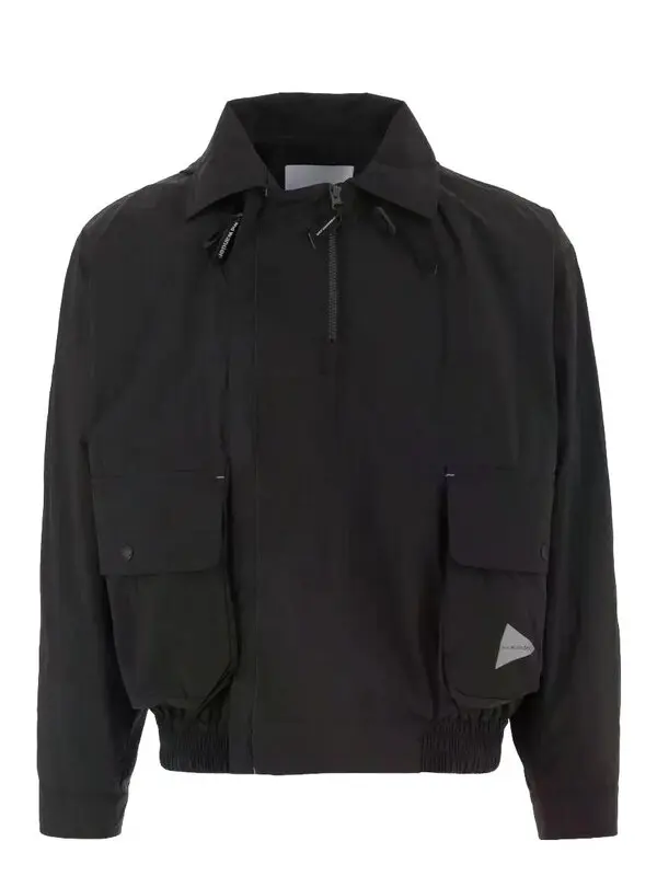 AND WANDER Hooded Pocket Jacket - Black