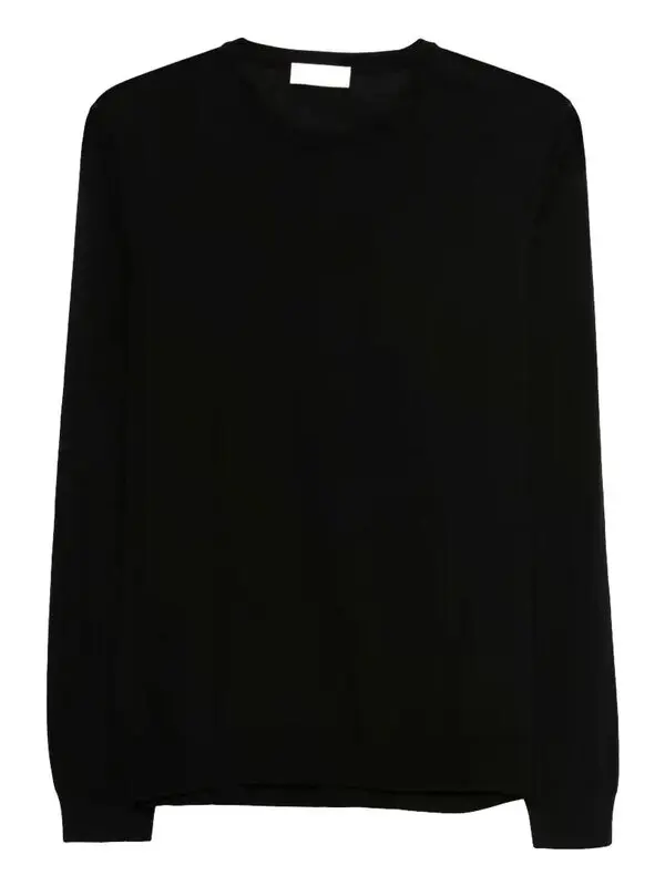 ROBERTO COLLINA Giro Crepe Cotton Sweater - Black