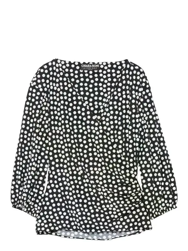 Chiara Boni La Petite Robe Polka-dot V-neck Blouse - Black