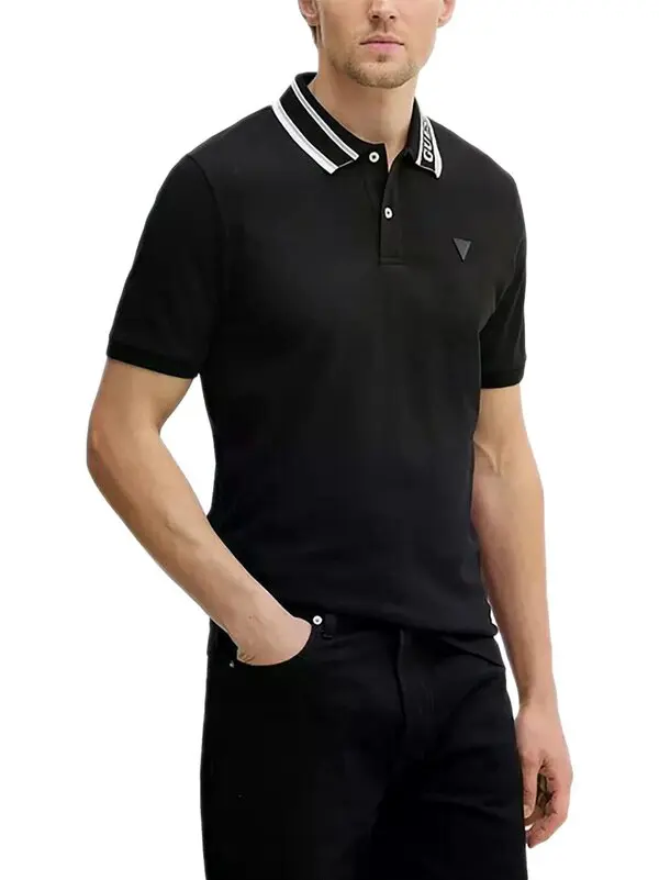 Guess Logo-collar Polo Shirt - Black