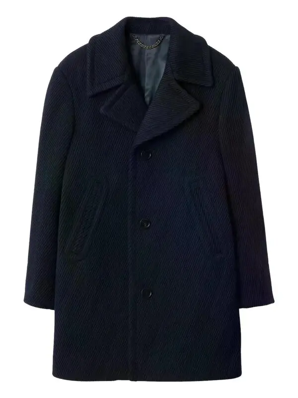 Burberry Single-breasted Wool Coat - Blue
