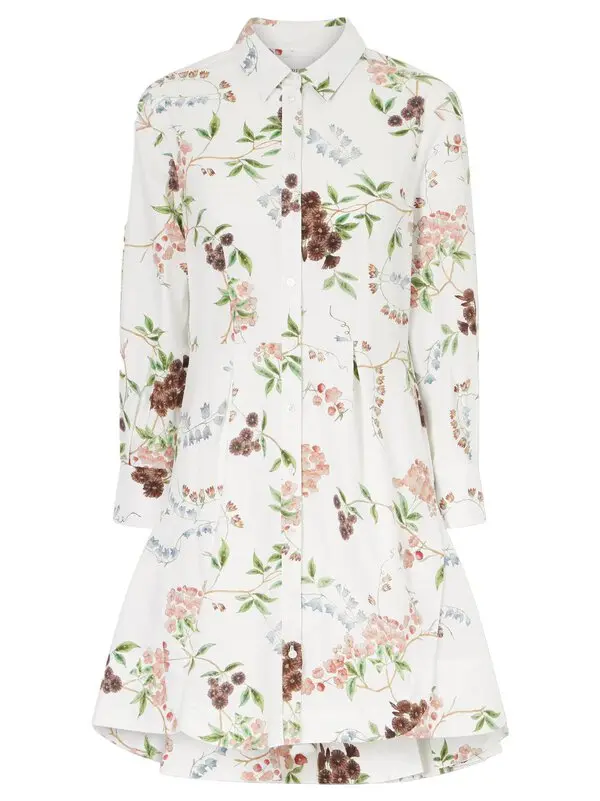 Erdem Floral-print Cotton-poplin Mini Shirt Dress - White