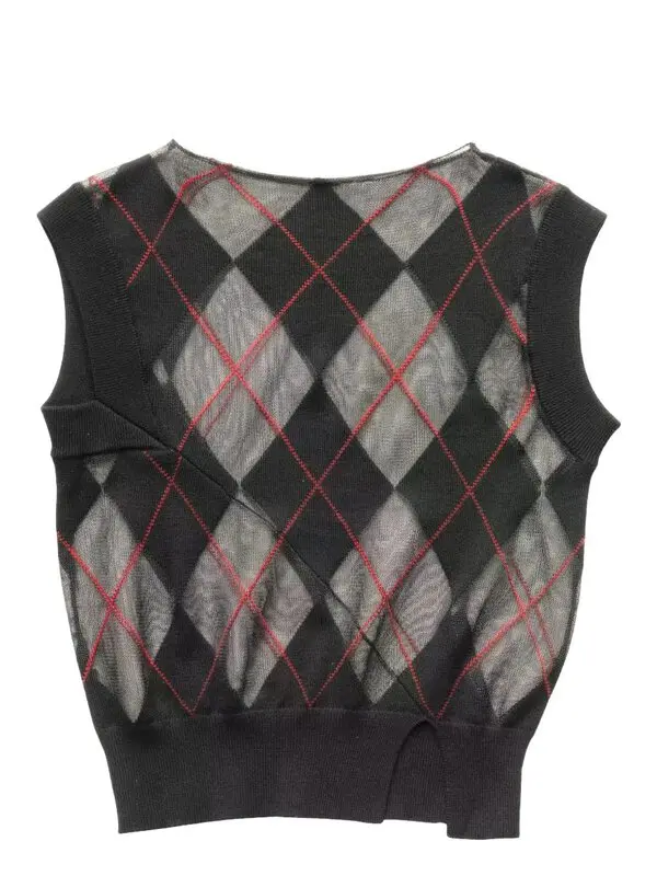 SPENCER BADU Argyle Sleeveless Knitwear - Black