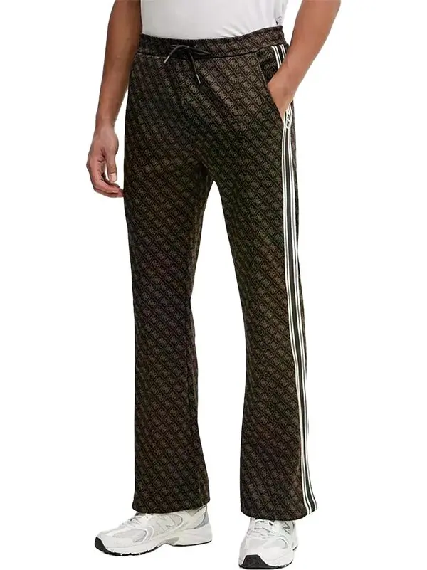 Guess Monogram Stripe Trousers - Brown