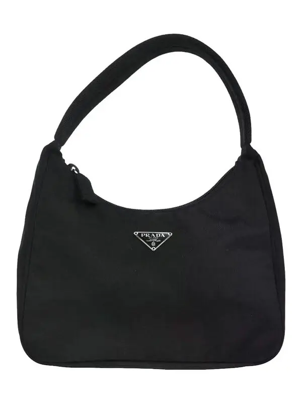 Prada 1990s Tessuto Triangular Logo Handbag - Black