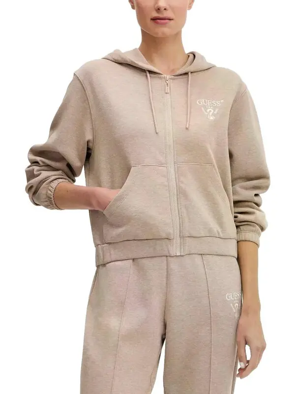 Guess Roberta Logo Zip-up Hoodie - Neutrals