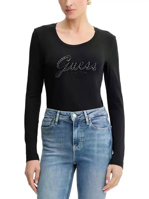 Guess Crystal-embellished Long-sleeve Top - Black