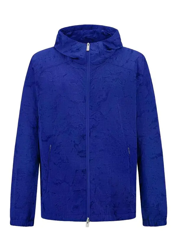 Herno Water Jacquard Hooded Jacket - Blue