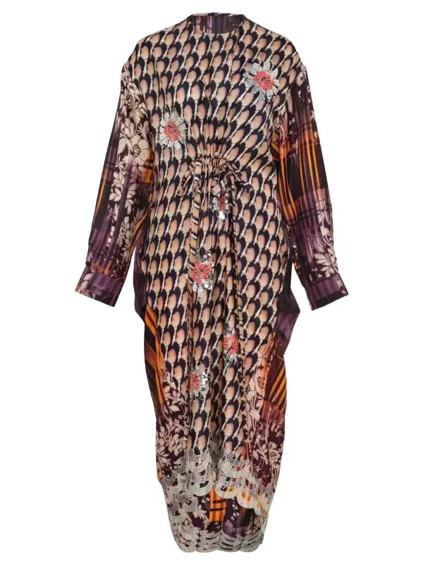 Biyan Mix-print Midi Dress - Purple