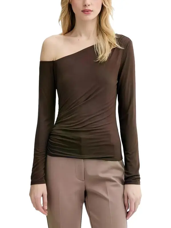 Guess One-shoulder Long-sleeve Top - Brown