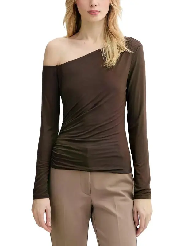 Guess One-shoulder Long-sleeve Top - Brown